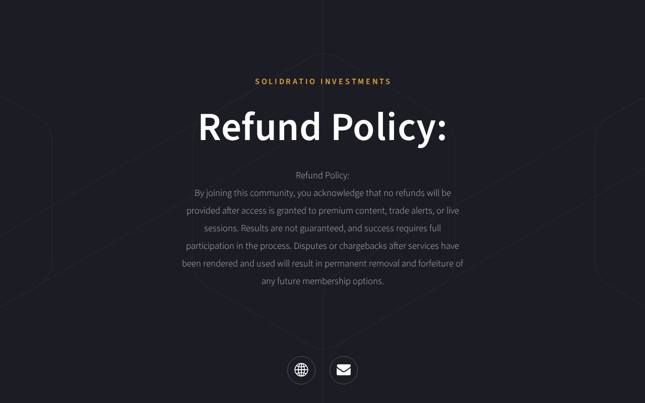 Terms of Use & Refund Policy – SolidRatio Investments